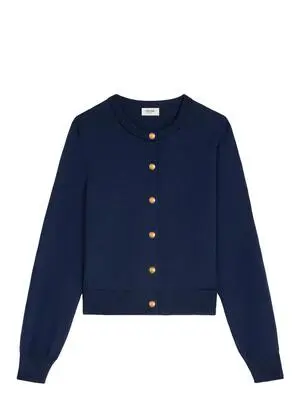 Celine Fine Wool Cardigan With Triomphe Engraved Buttons - Blue
