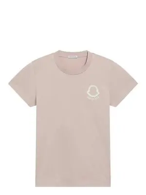 Moncler Cotton T-shirt With Embroidered Logo - Pink
