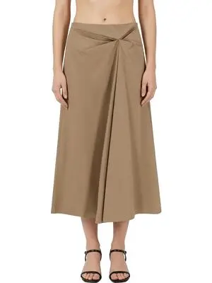 Max Mara Draped Twist Detail Midi Skirt - Cream