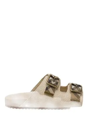Burberry Raffia Effect Slip-on Sandals - Cream