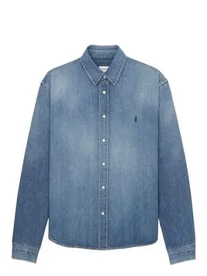 Saint Laurent Cassandre Shirt In Denim - Multicolor