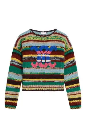 Celine Crew Neck Sweater In Mouliné Alpaca And Wool - Multicolor