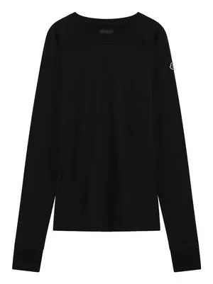 Moncler Cotton Ribbed Long Sleeve Sweater - Black