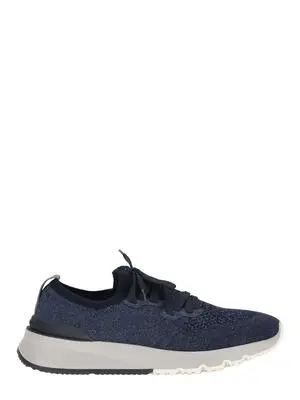 Brunello Cucinelli Cotton Mesh Lace-up Sneakers - Blue