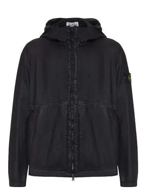 Stone Island Hooded Bomber Jacket - Black