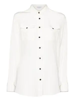 Brunello Cucinelli Long Sleeve Silk Shirt - Multicolor