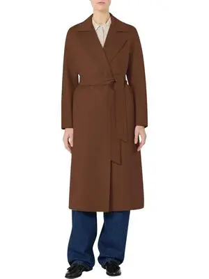 Max Mara Belted Wool Blend Coat - Brown