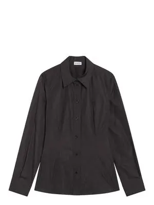 Burberry Cotton Shirt With Embroidered Logo - Brown