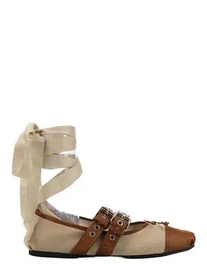 Miu Miu Ballerina Flats With Ribbon Fastening - Multicolor