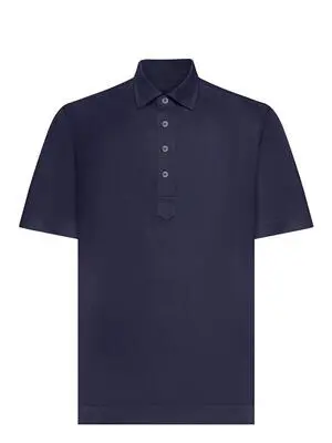 Zegna Silk And Cotton Knitted Polo Shirt - Blue