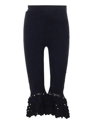 GANNI Cotton Crochet Trousers With Lace Detail - Black