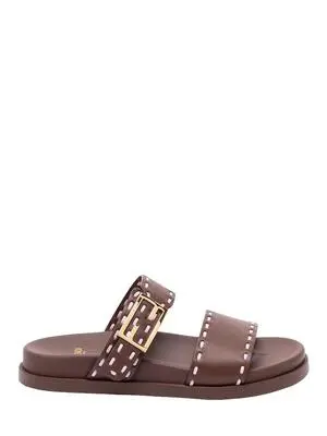 Fendi Calf Leather Slides - Multicolor