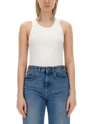 Rabanne Ribbed Logo Tank Top - White