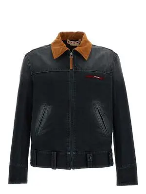 Marni MARNI Cotton Canvas Jacket With Contrast Faux Suede Collar Multicolor
