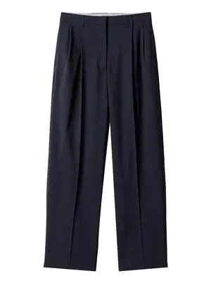 Miu Miu Pleated Virgin Wool Blend Trousers - Blue