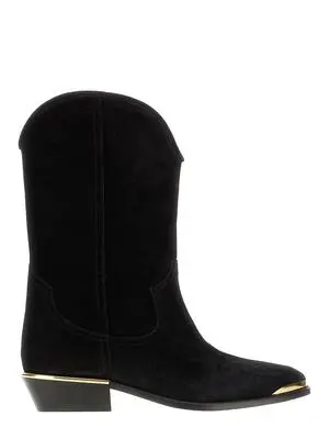 Isabel Marant Étoile Black Suede Boots With Metal Detailing - Multicolor
