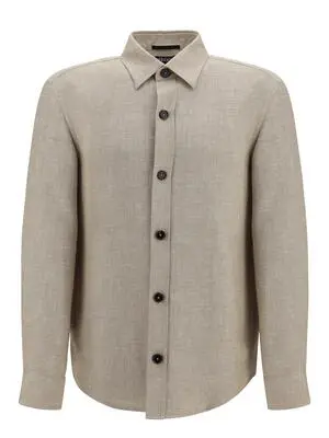 Zegna Crossover Overshirt In A Linen, Wool And Silk Blend - Cream