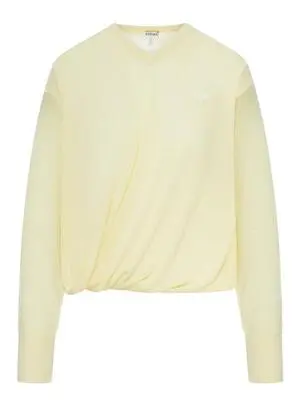 Loewe Draped Merino Wool V-neck Sweater - Multicolor