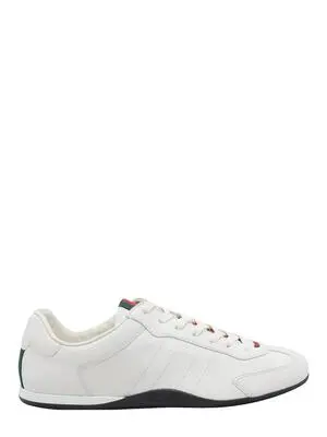 Gucci Shift Leather Lace-up Sneakers - White