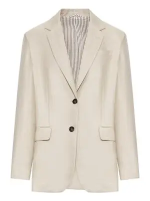 Brunello Cucinelli Single-breasted Tailored Linen Jacket - Multicolor