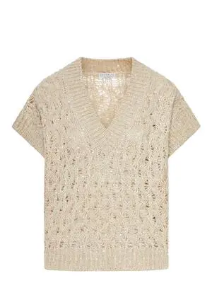 Brunello Cucinelli BRUNELLO CUCINELLI Linen And Silk Knitted Vest Multicolor