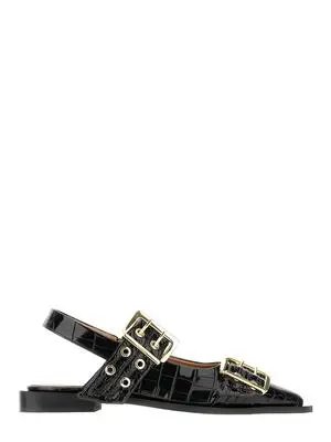 GANNI Buckled Slingback Flats - Multicolor