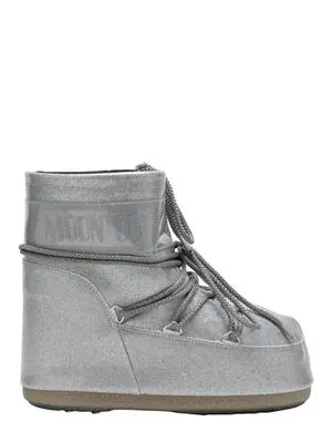 Moon Boot Glitter Lace-up Boots - Silver