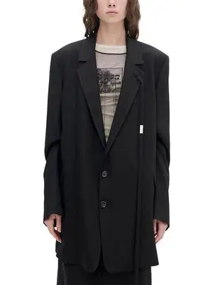 ANN DEMEULEMEESTER Button-fastening Blazer With String Embellishments - Black