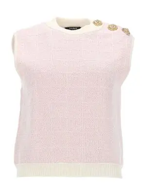 Balmain Sleeveless Top With Jewel Buttons - Pink