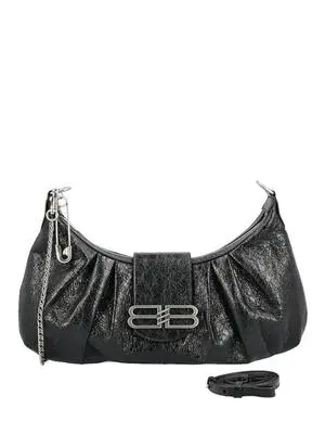 Balenciaga Lambskin Shoulder Bag With Chain Detail - Black