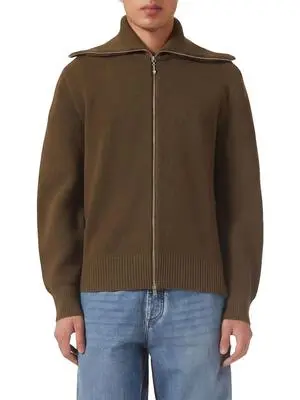 Bottega Veneta Bottega Veneta Brown Wool Blend Zip-Up Sweater Brown