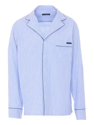 Dolce & Gabbana Dolce&Gabbana Men Striped Poplin Vanity Shirt Blue