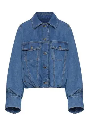 Loewe Cropped Denim Jacket With Wide Sleeves - Multicolor