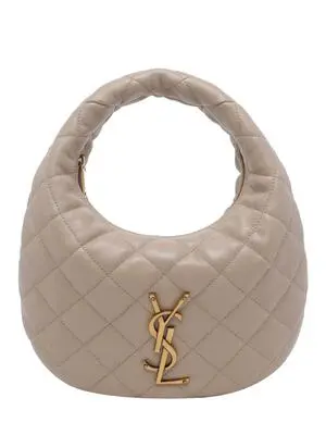 Saint Laurent Quilted Lambskin Handbag - Cream