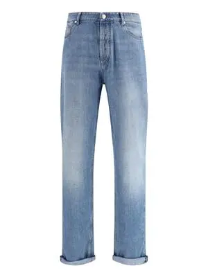 Brunello Cucinelli Cuffed Straight Leg Jeans - Blue