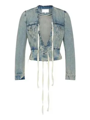 MAISON MARGIELA Denim Jacket With Raw-cut Hem - Blue