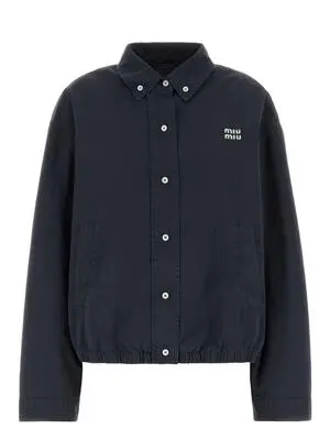 Miu Miu Cotton Jacket With Logo - Multicolor