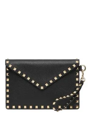 Valentino Garavani Rockstud Pouch In Calfskin - Black