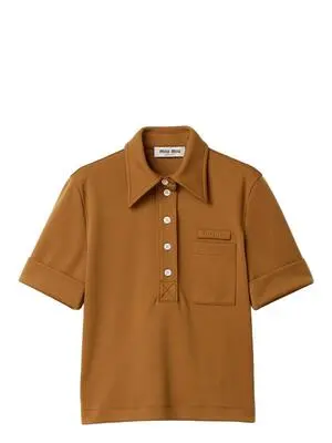 Miu Miu Polo Shirt With Classic Collar - Brown