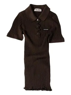 Miu Miu Miu Miu Polo Shirt With Classic Collar Brown