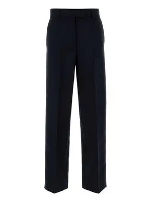 Miu Miu Navy Wool Blend Trousers - Blue