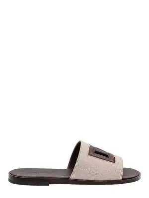 Dolce & Gabbana Logo Slide Sandals - Brown