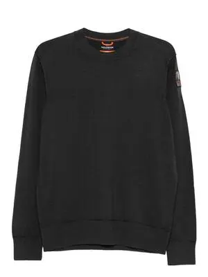 PARAJUMPERS Ribbed Crew Neck Sweatshirt With Logo Patch - Gray