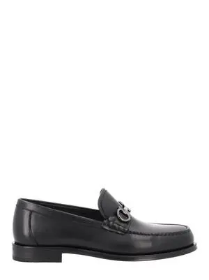FERRAGAMO Gancini Leather Loafers - Black