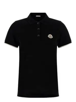 Moncler Cotton Polo Shirt With Logo Patch - Multicolor