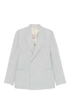 Eleventy Double-breasted Linen Suit - Blue