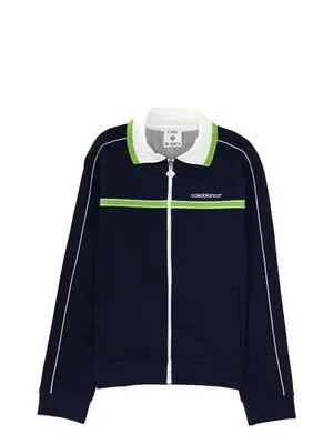 Casablanca Full Zip Sweatshirt With Striped Detailing - Blue