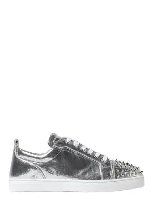CHRISTIAN LOUBOUTIN Metallic Studded Sneakers - Silver
