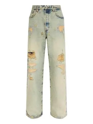 Kenzo Distressed Straight-leg Jeans - Blue