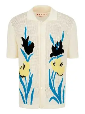 Marni Floral Knit Polo Cardigan - Multicolor